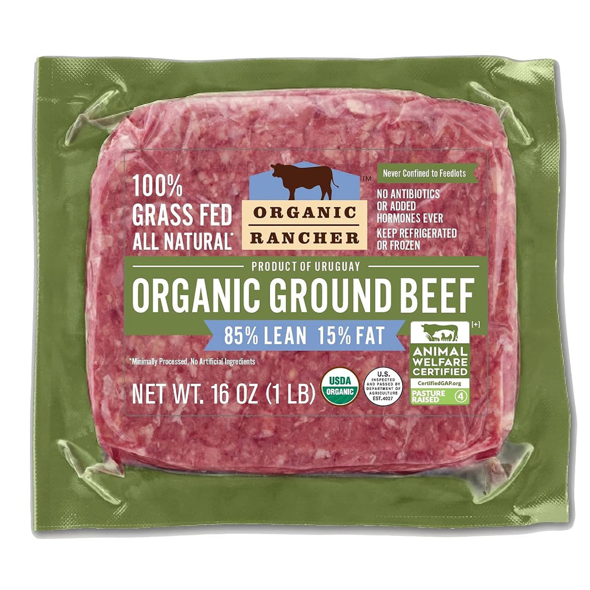 Organic Rancher Grass Fed Ground Beef 85% Lean/15% Fat - 16 oz – ShopGT ...